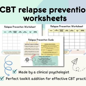 Relapse Prevention Plan, CBT Worksheet, Cognitive Behavior Therapy ...