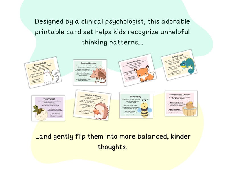 Cognitive Distortion Cards for Kids CBT Cards Activities Cognitive ...