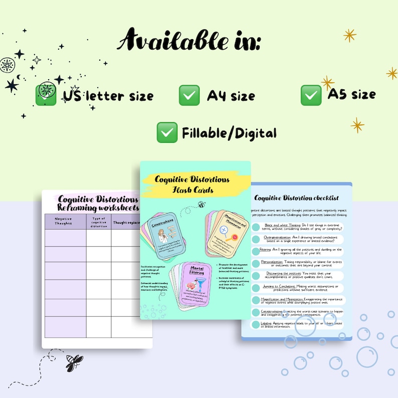 Cognitive Distortion Bundle Cards Cognitive Bias Flashcards Cognitive ...
