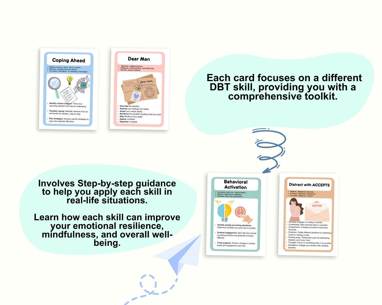 DBT Skills Cards, DBT Flashcards, Dialectical Behavior Therapy, DBT ...