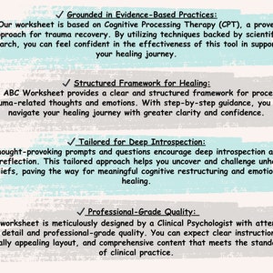 CPT Worksheet, ABC Worksheet Trauma, Cognitive Processing Therapy, CPT ...