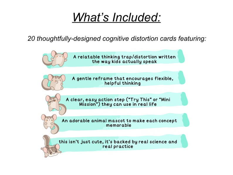 Cognitive Distortion Cards for Kids CBT Cards Activities Cognitive ...