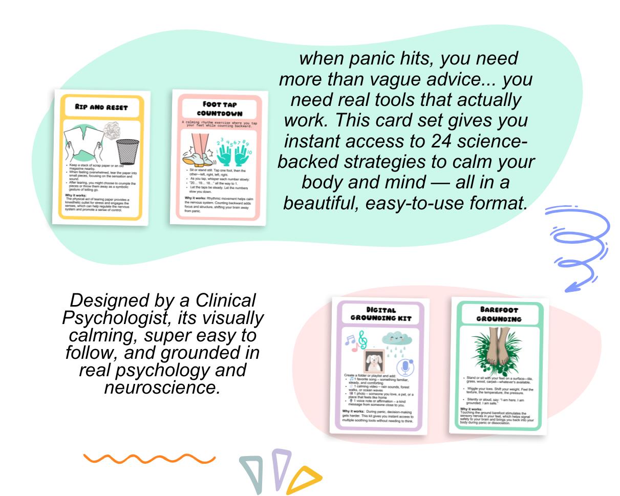 Panic Attack Coping Skills Cards, Panic Attack Worksheets, Panic Attack ...