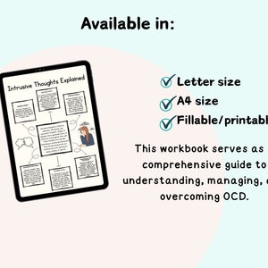 OCD Worksheets, OCD Workbook, ERP Exposure and Response Prevention, Ocd ...