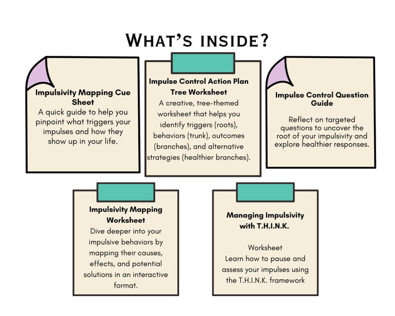Impulse Control Worksheets, ADHD Therapy Worksheets, Impulse Buying ...