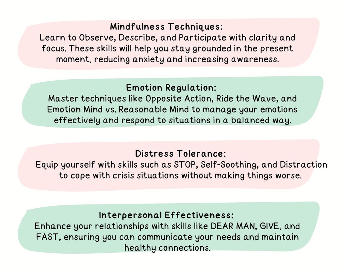 DBT Skills Cards, DBT Flashcards, Dialectical Behavior Therapy, DBT ...