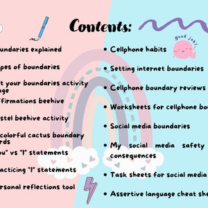 Boundaries Worksheets Therapy for Kids and Teens Mental Health Workbook ...