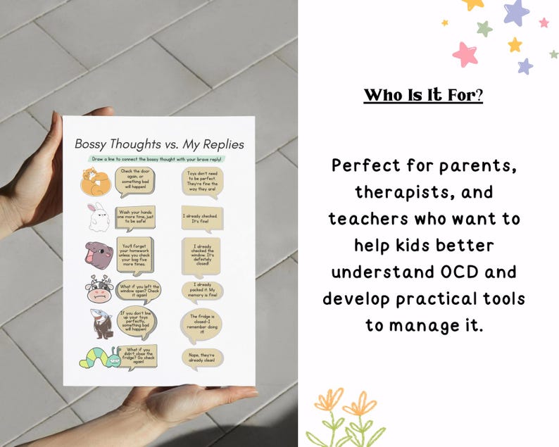 OCD Worksheets for Kids, ERP for Kids Ocd Exposure Therapy for Kids ...