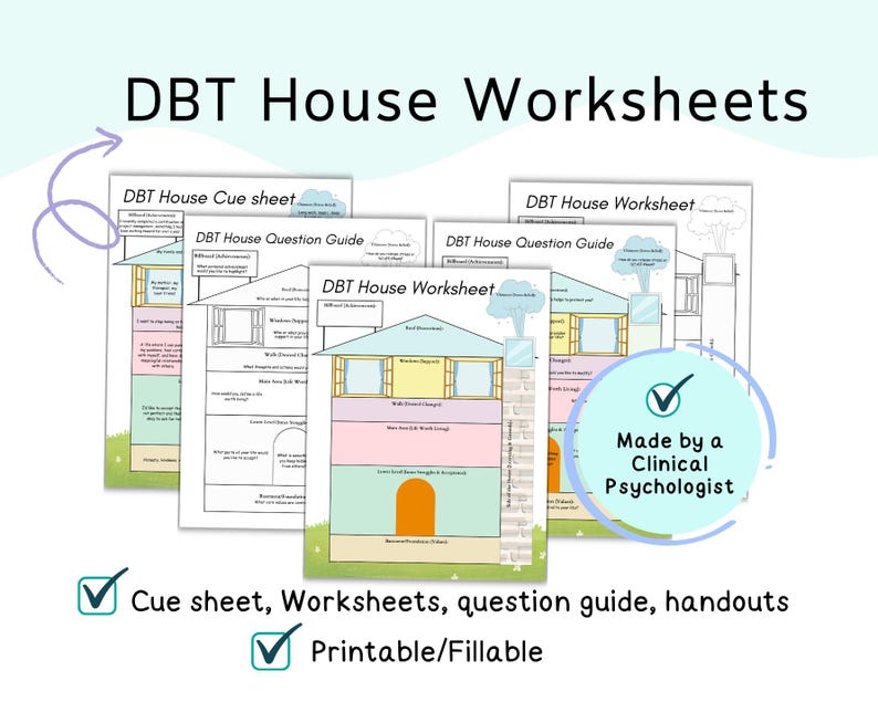 DBT House Worksheets: Dialectical Behavior Therapy Pack (printable/fillable) - Etsy