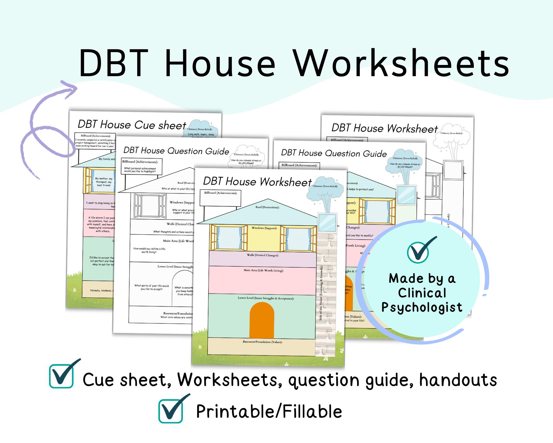 DBT House Worksheets, Dialectical Behavior Therapy, DBT Therapy ...