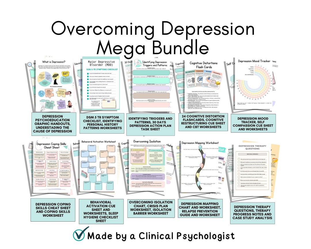 Depression Workbook, Overcoming Depression Mega Bundle, Depression ...