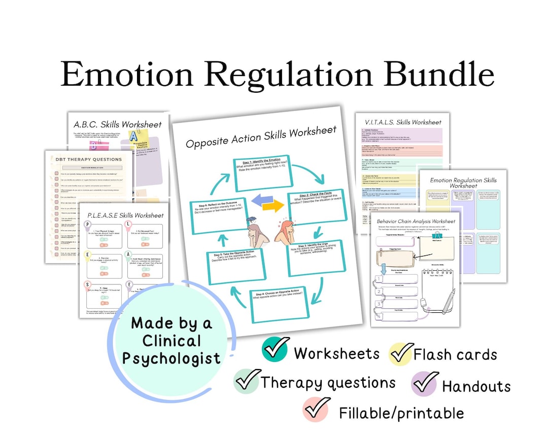 Emotion Regulation Worksheets, DBT Emotion Regulation Bundle, DBT ...