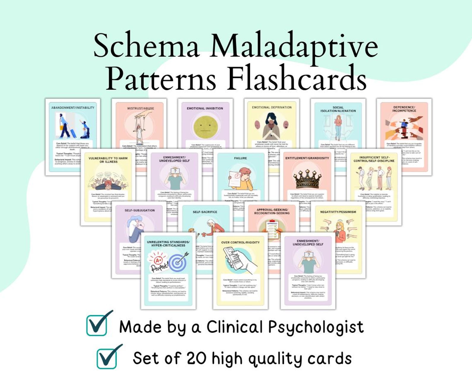 Schema Maladaptive Patterns Flashcards, Schema Therapy Cards, Schema ...