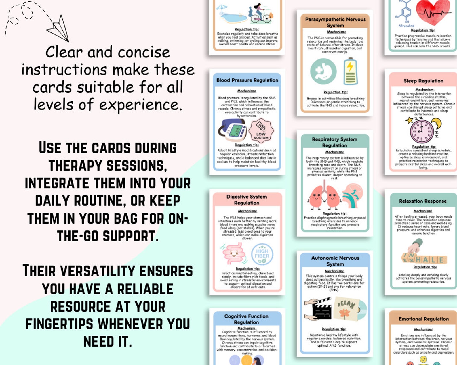 Nervous System Regulation Cards, Coping Skills Cards, Autonomic Nervous ...