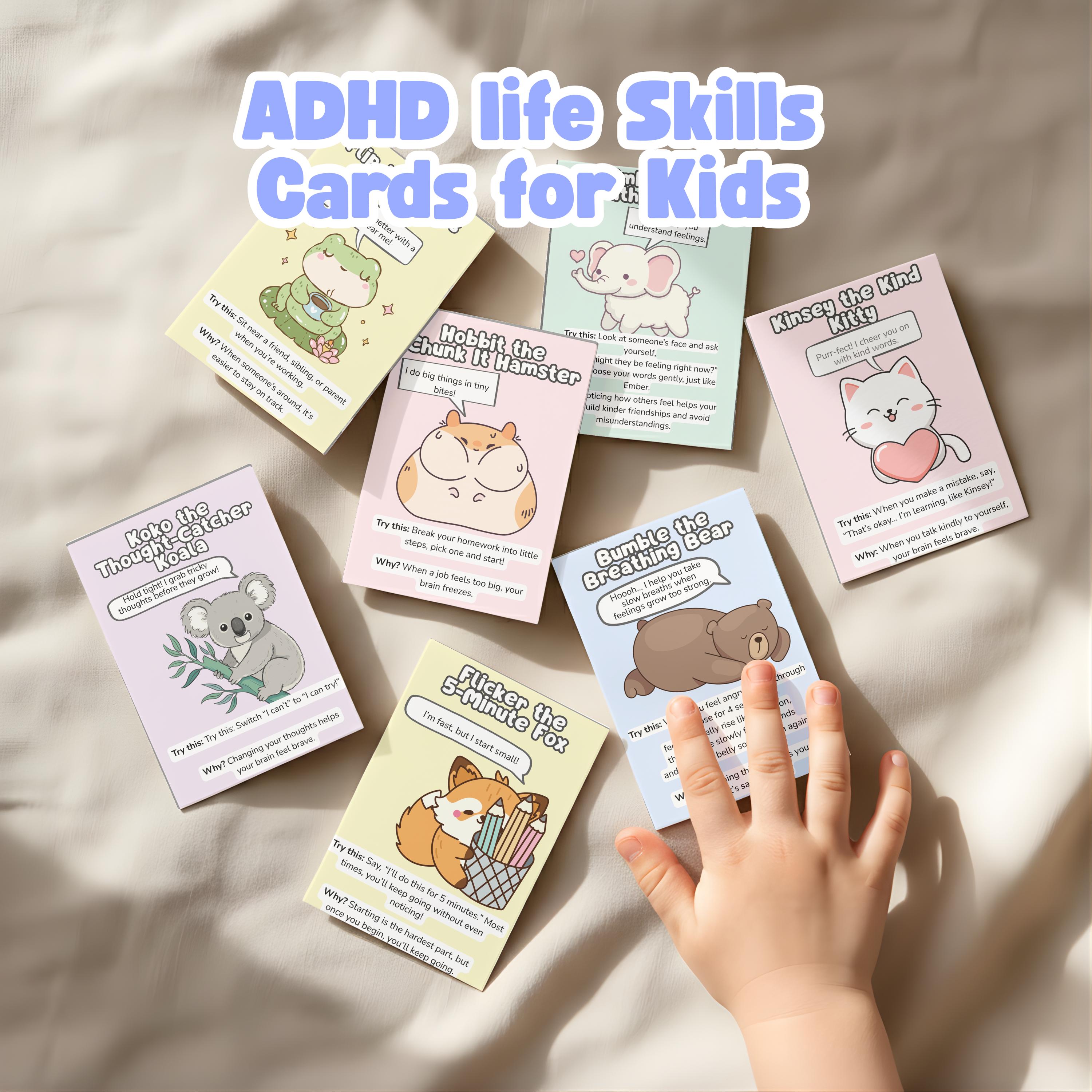 ADHD Cards for Kids, ADHD Children Life Skills Tool, Neurodivergent ...
