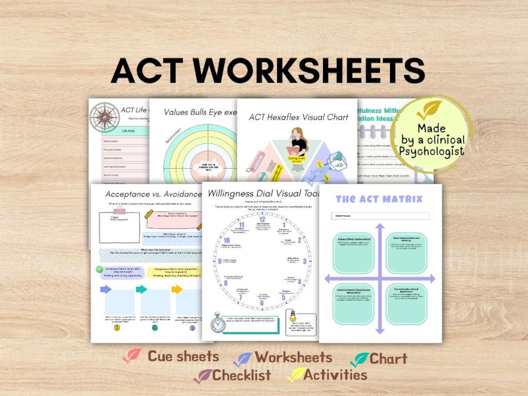 ACT Worksheets, Acceptance and Commitment Therapy ACT Exercises, ACT ...