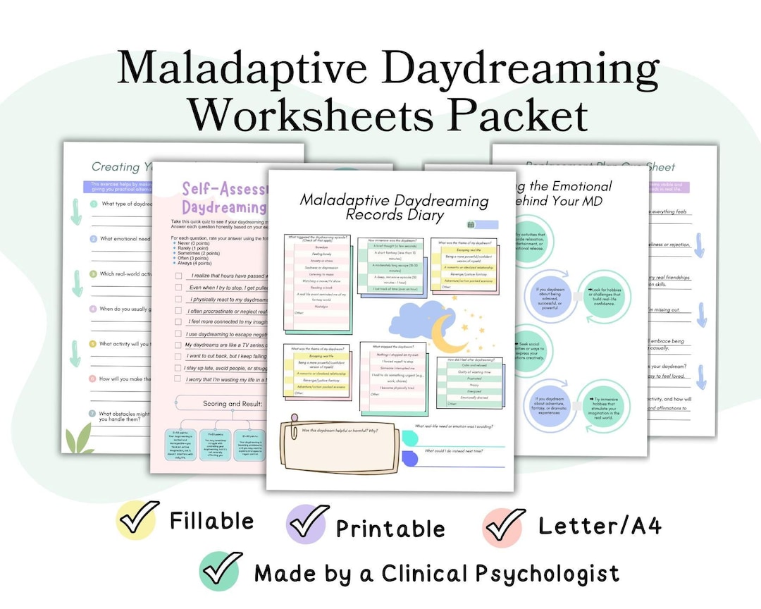 Maladaptive Daydreaming Worksheets Strategies Maladaptive Daydreaming ...