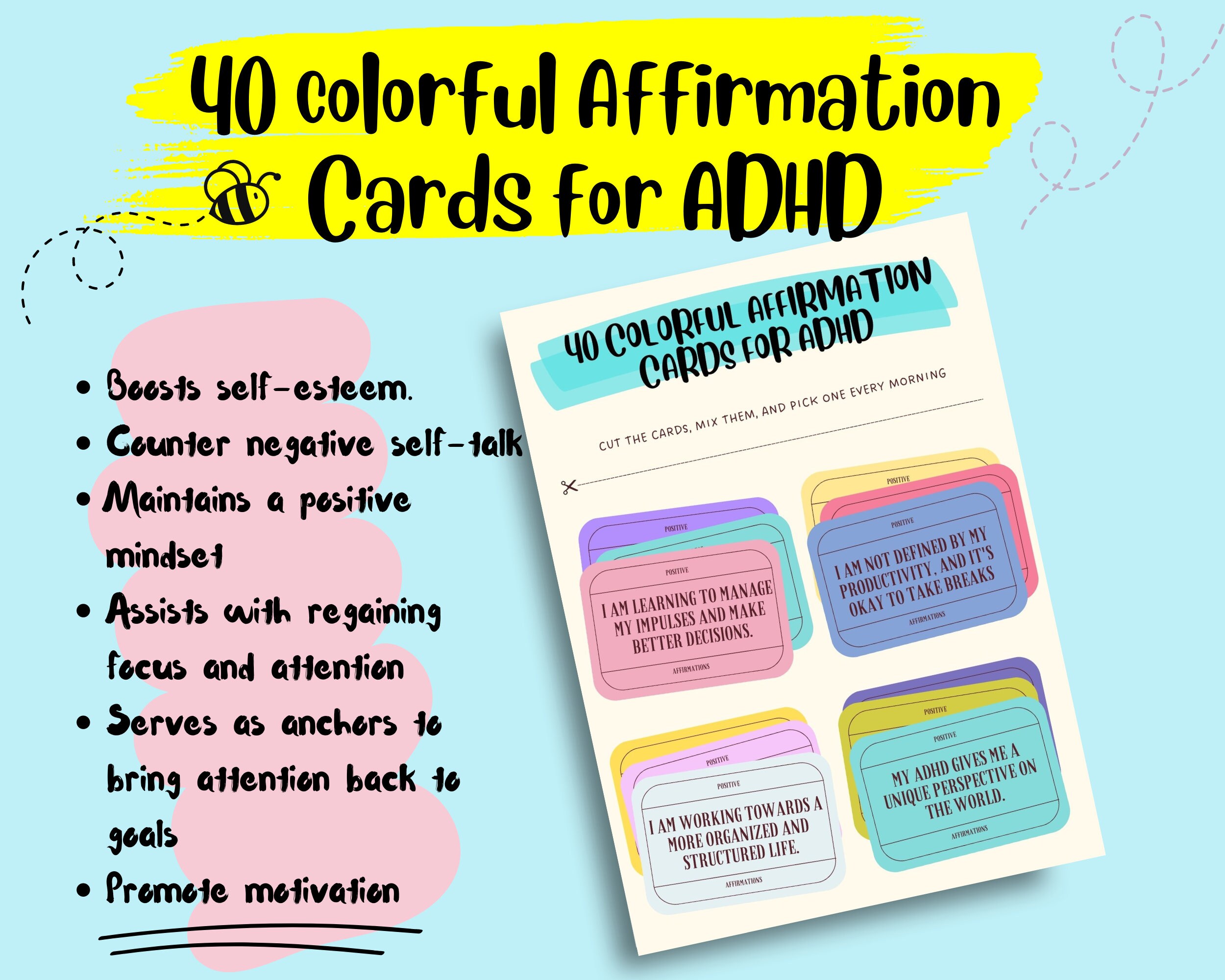 Empowering ADHD Printable Affirmation Cards Struggle Adhd - Etsy