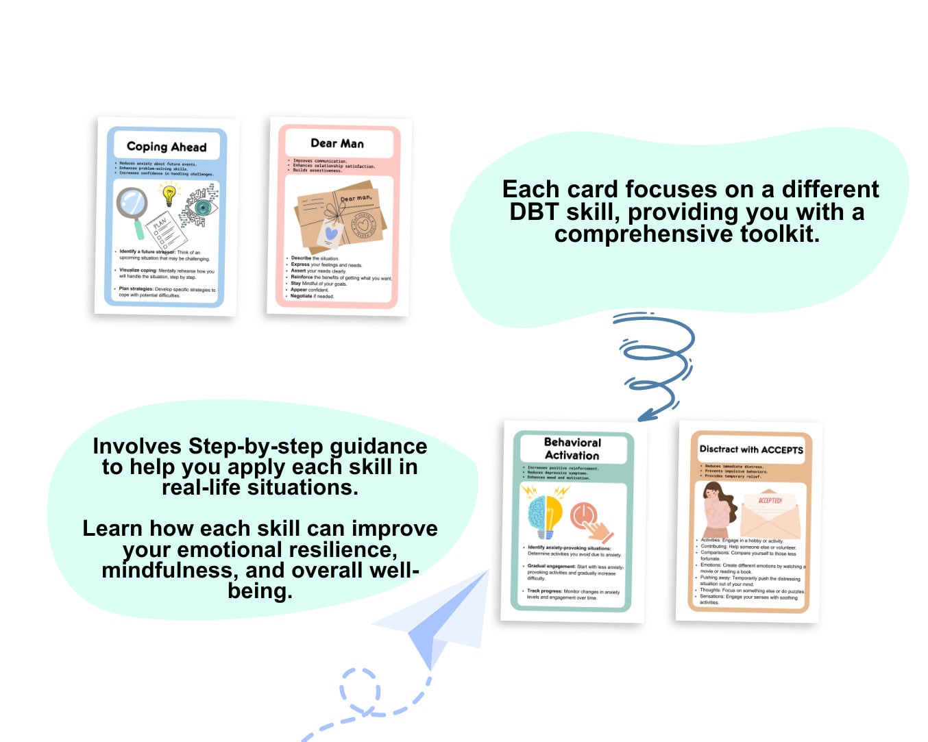 DBT Skills Cards, DBT Flashcards, Dialectical Behavior Therapy, DBT ...