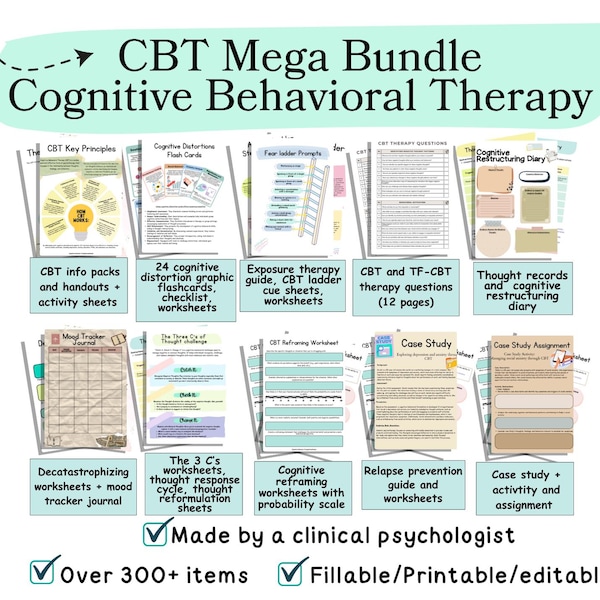 Simple Horizontal Thought Record Worksheet for Cognitive Behavioral ...