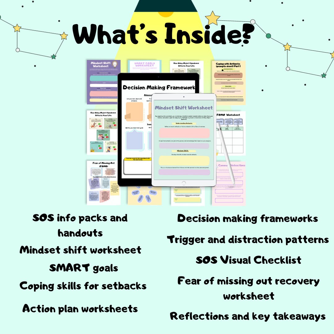 Overcome Shiny Object Syndrome Worksheets Therapy Fillable Pdf - Etsy