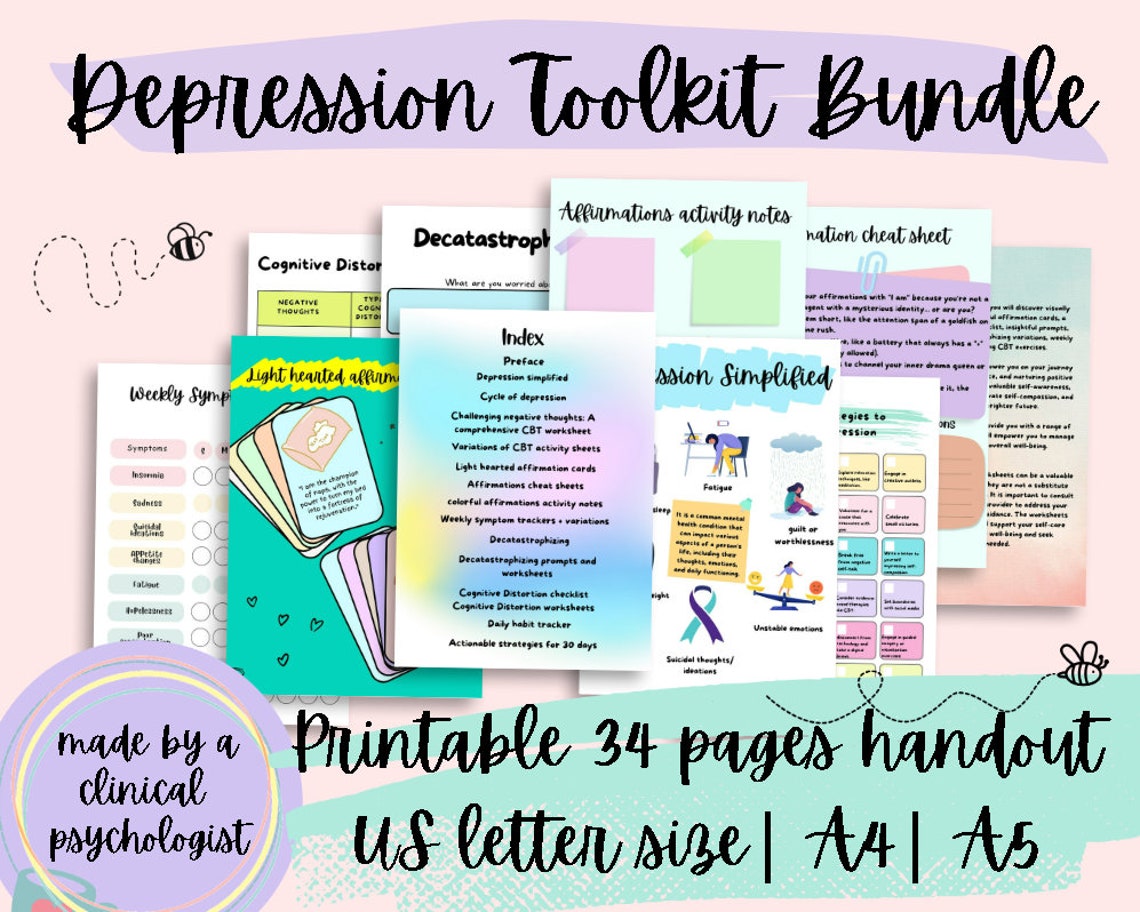 Depression Workbook Brain and Depression Handout Cards - Etsy