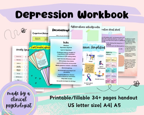 Depression Workbook Brain and Depression Handout Cards Depression ...