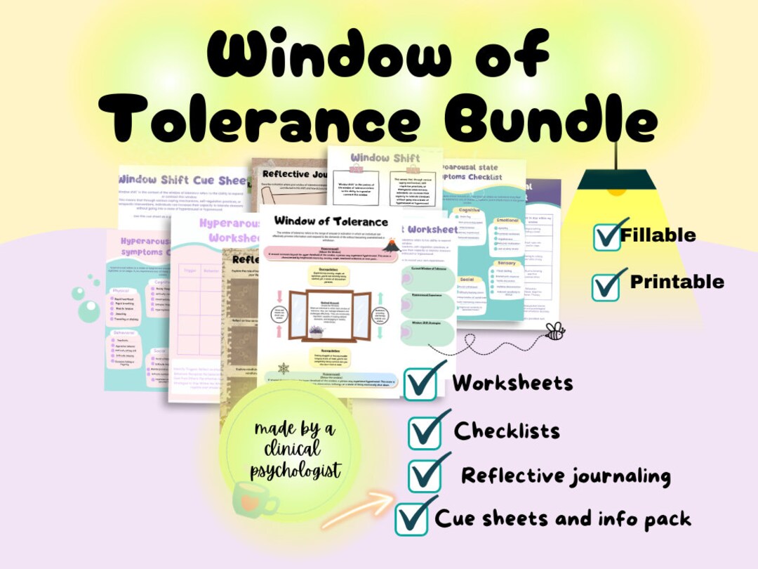 Window of Tolerance Worksheets Bundle Emotional Regulation - Etsy