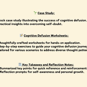 Cognitive Defusion Worksheets, Acceptance and Commitment Therapy ...