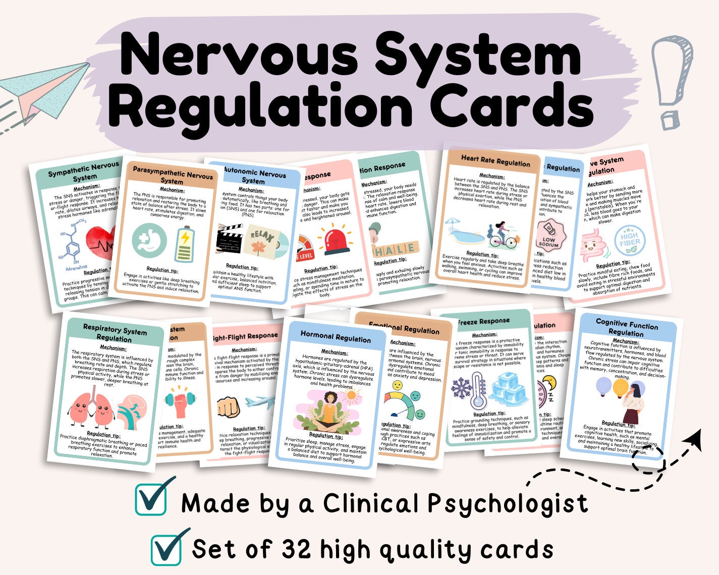 Nervous System Regulation Cards, Coping Skills Cards, Autonomic Nervous ...