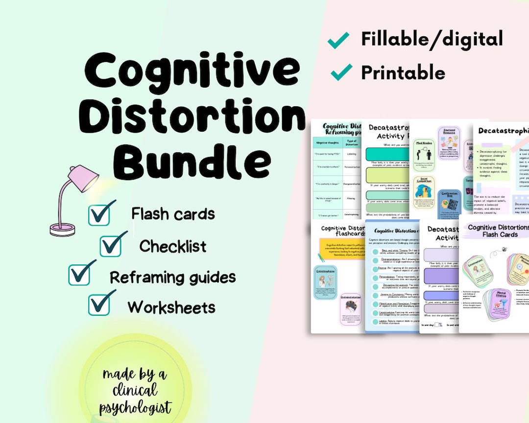 Cognitive Distortion Bundle Cards Cognitive Bias Flashcards Cognitive ...