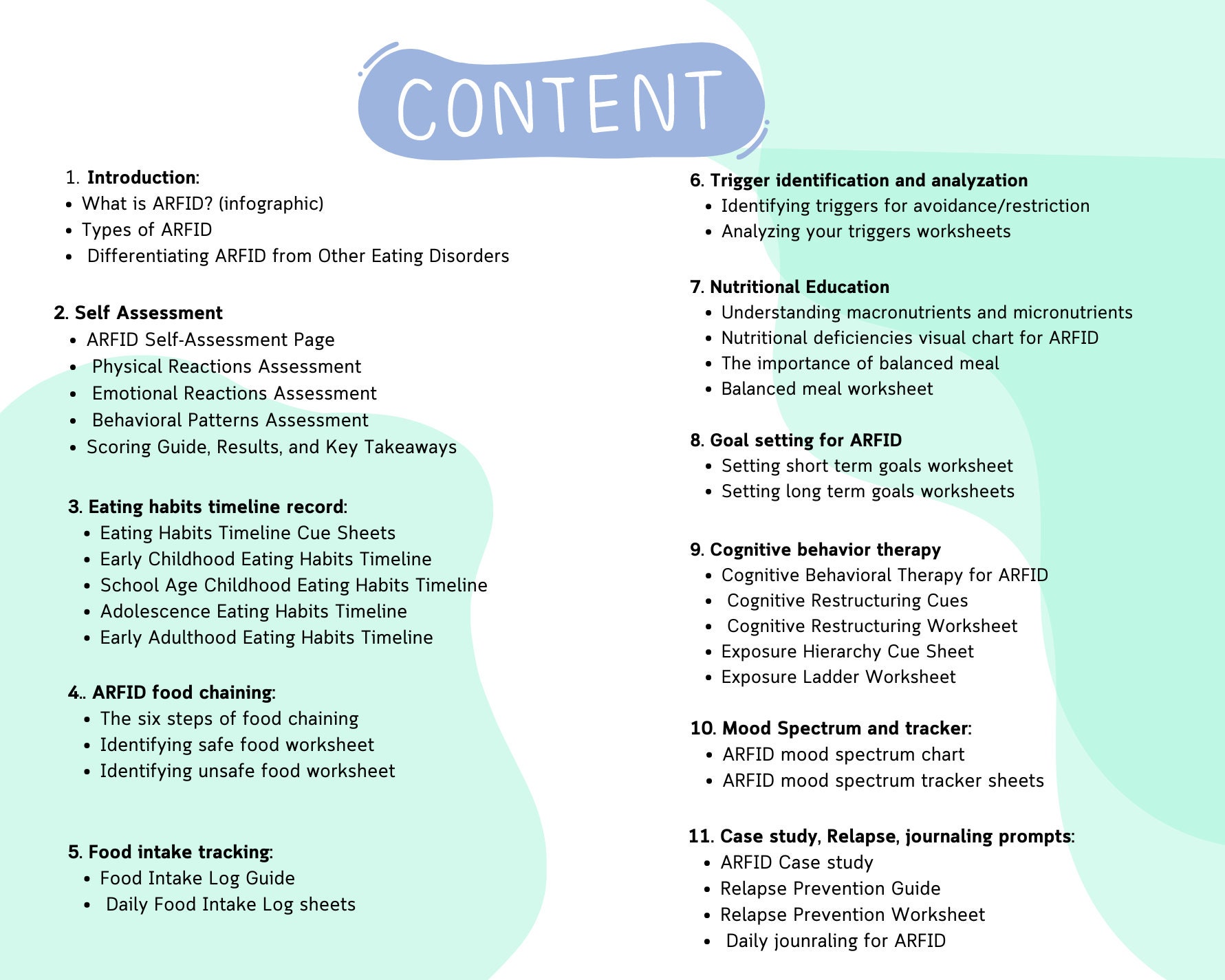 ARFID Workbook, ARFID Worksheets, Avoidant/restrictive Food Intake ...