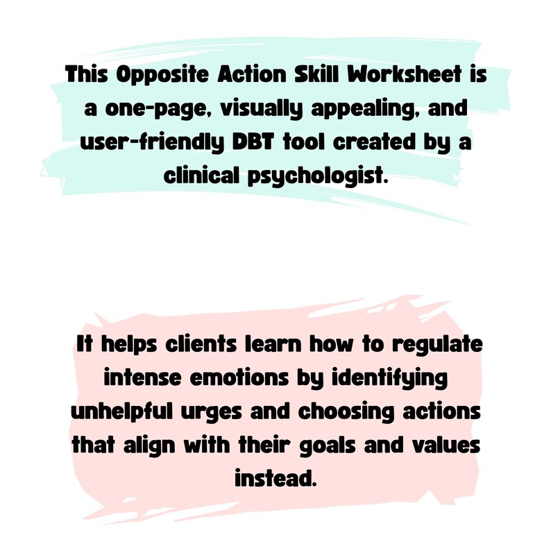 Opposite Actions Skill Worksheet, DBT Worksheets, Dialectical Behavior ...