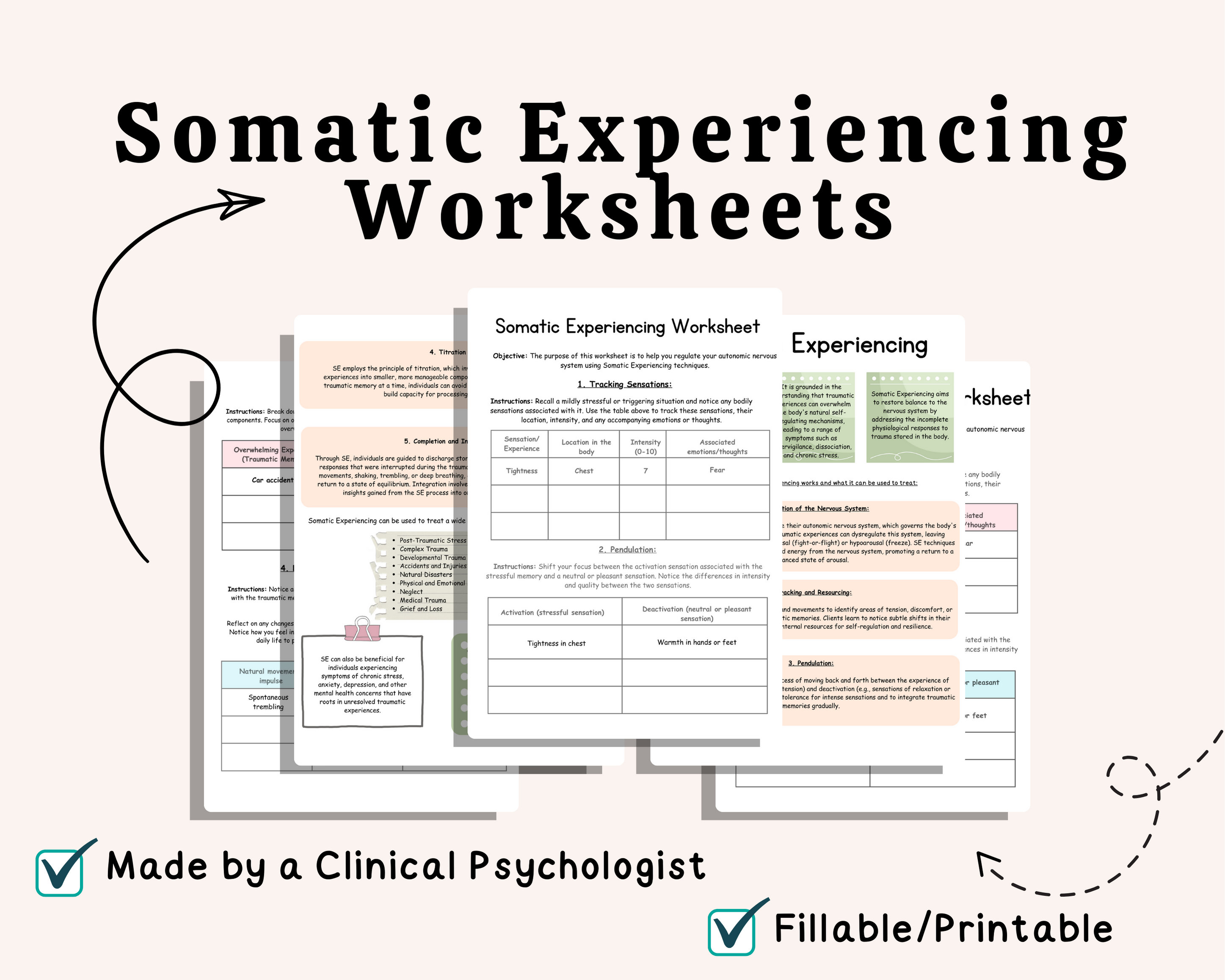 Somatic Experiencing Worksheets, Somatic Therapy, Somatic Psychotherapy ...