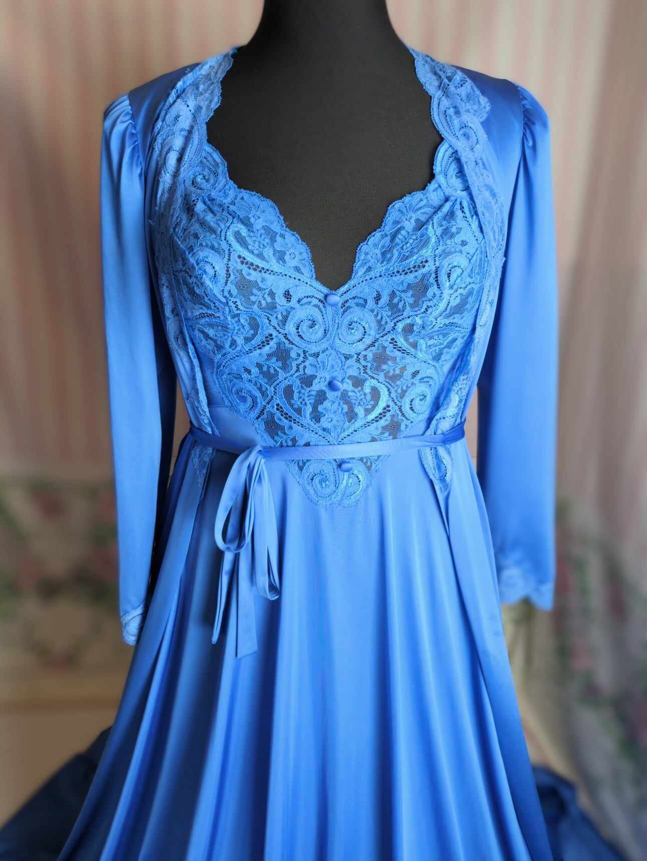 Xl Vintage Olga Nightgown And Robe Set Plus Size Peignoir In Etsy