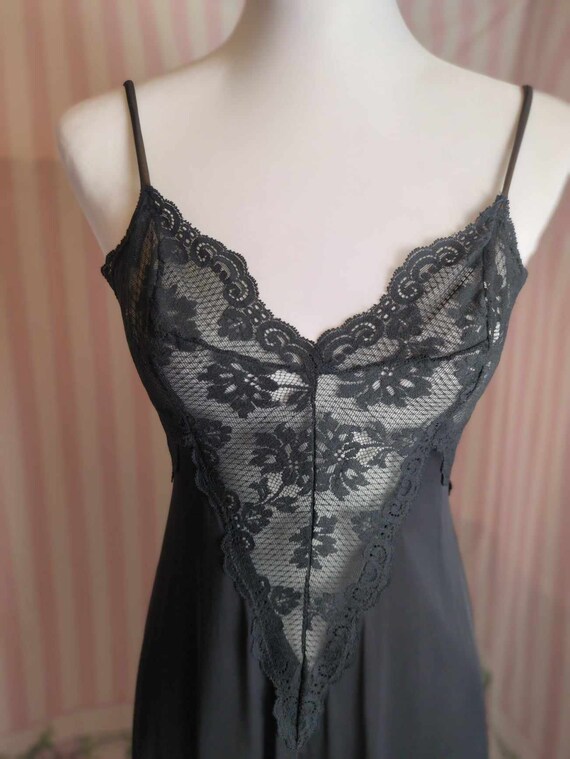 Rare Vintage Olga Nightgown And Robe Peignoir Set Bla… Gem