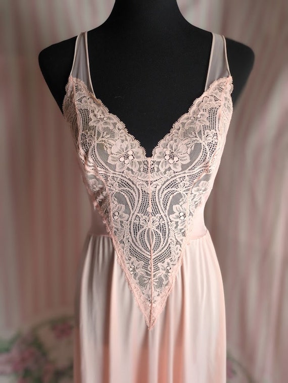 M Vintage Olga Nightgown And Robe Set Sheer Chiffon L… Gem