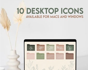 Desktop Folder Icons Aesthetic, Boho Folder Icons for Mac and Windows ...