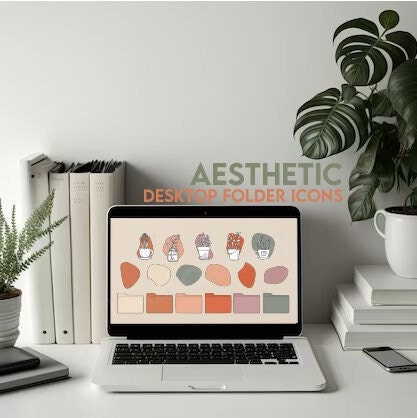 Desktop Folder Icons Aesthetic, Boho Folder Icons for Mac and Windows ...