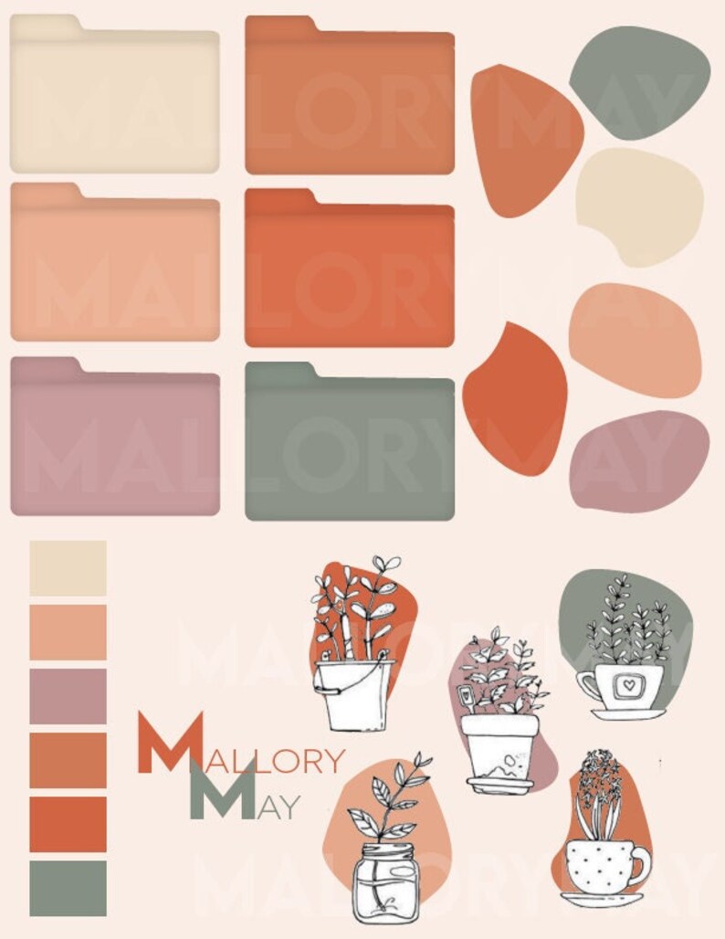 Desktop Folder Icons Aesthetic, Boho Folder Icons for Mac and Windows ...