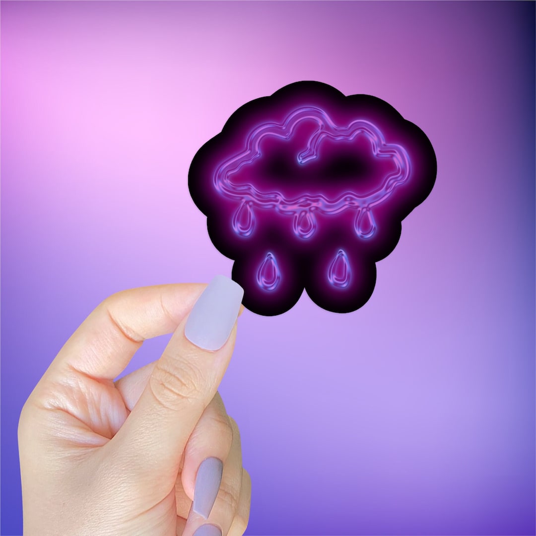 Dark Neon PURPLE RAIN Cloud STICKER, Die Cut Sticker - Etsy