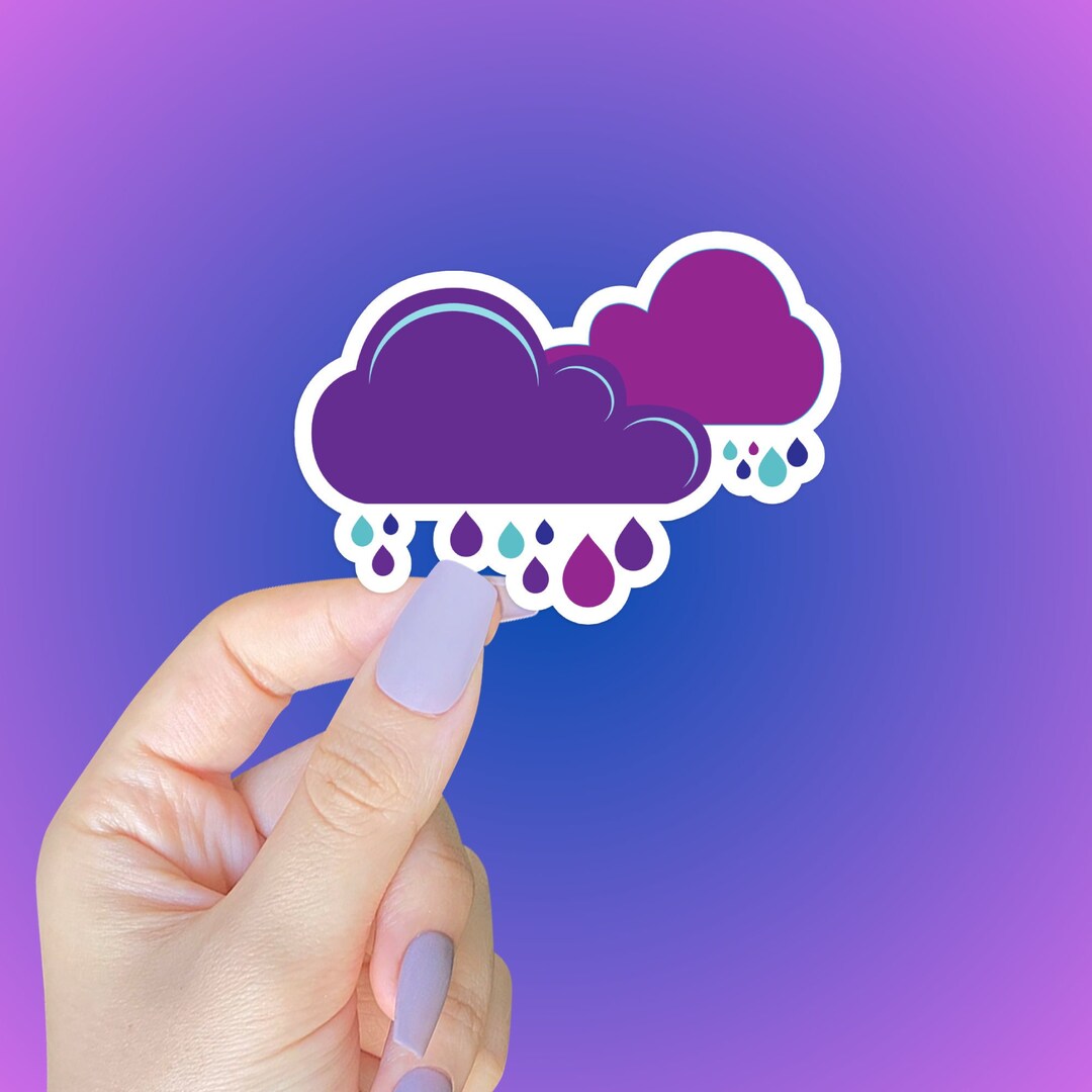 Cartoon PURPLE RAIN Clouds STICKER, Die Cut Sticker - Etsy