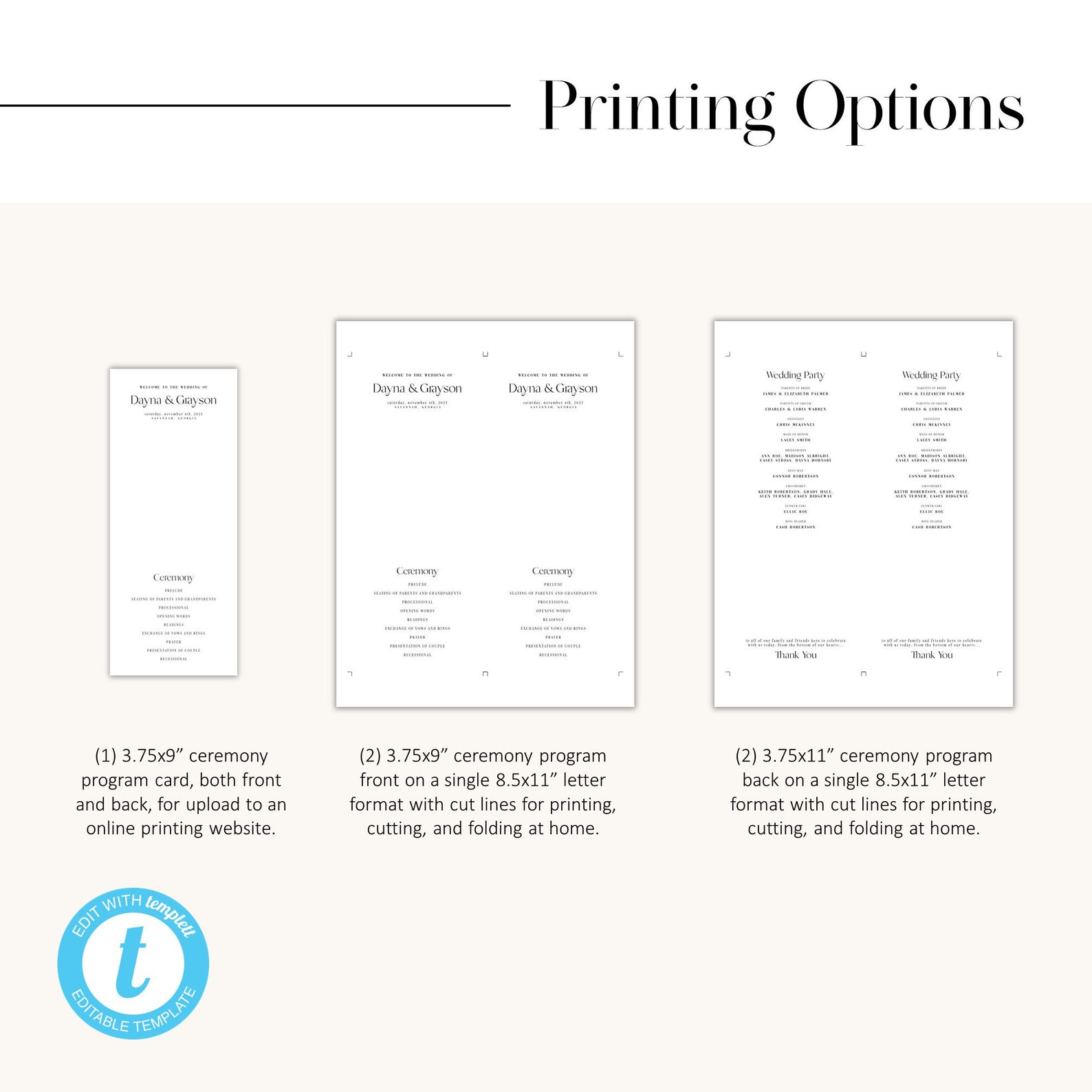 Modern Wedding Ceremony Program Template DIY Wedding Program Fully ...