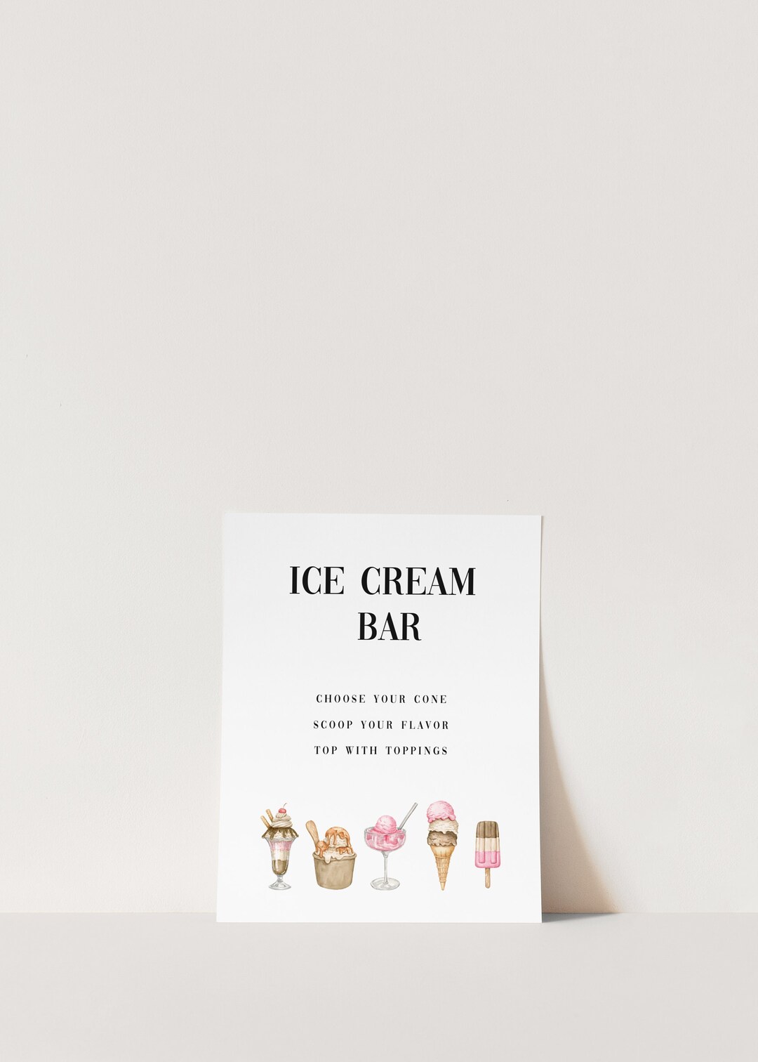 Ice Cream Bar Sign | Editable DIY Ice Cream Sign | Cute Wedding Shower ...