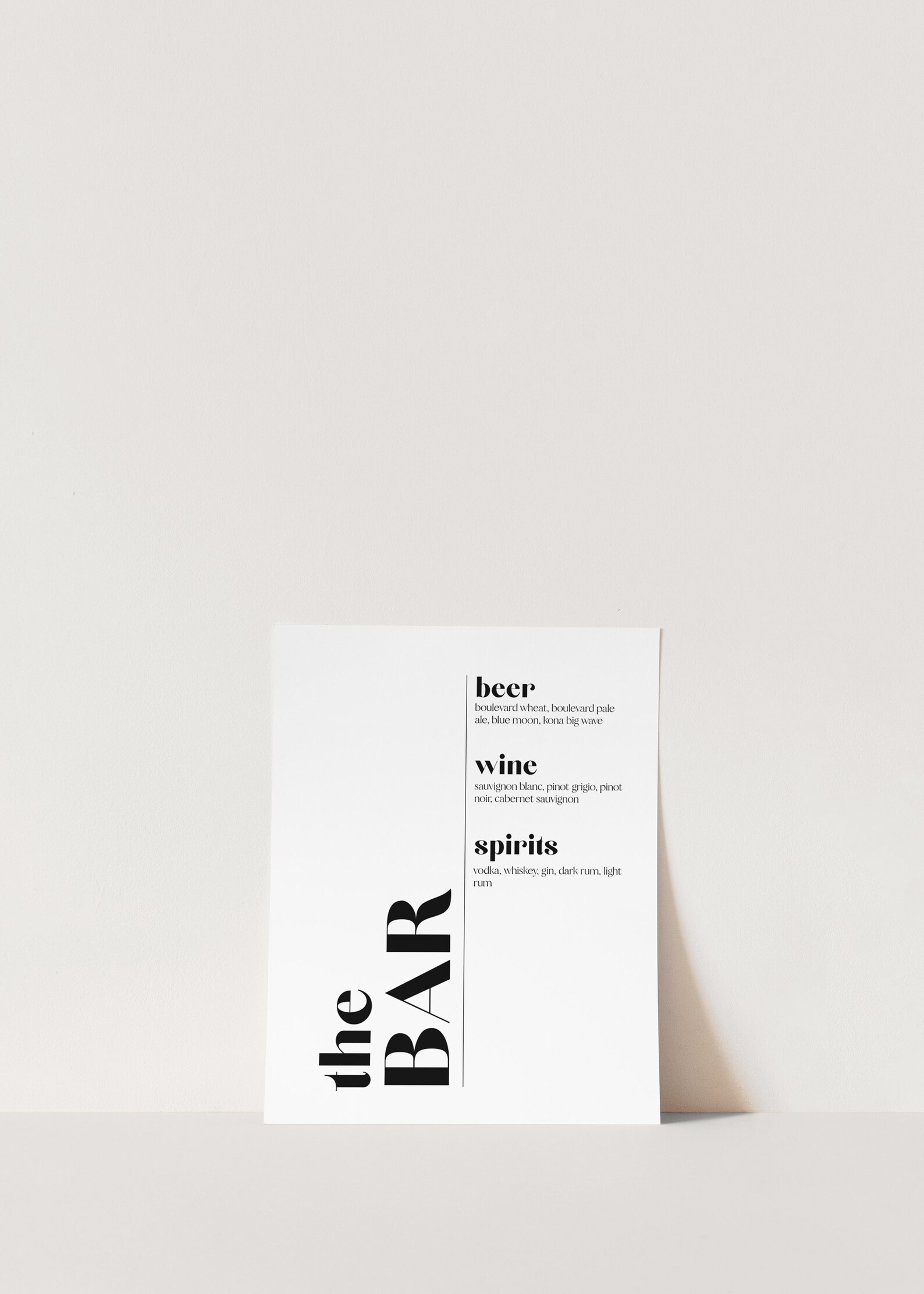 DIY Wedding Bar Sign Editable Modern Drink Sign Wine, Beer, Spirits ...