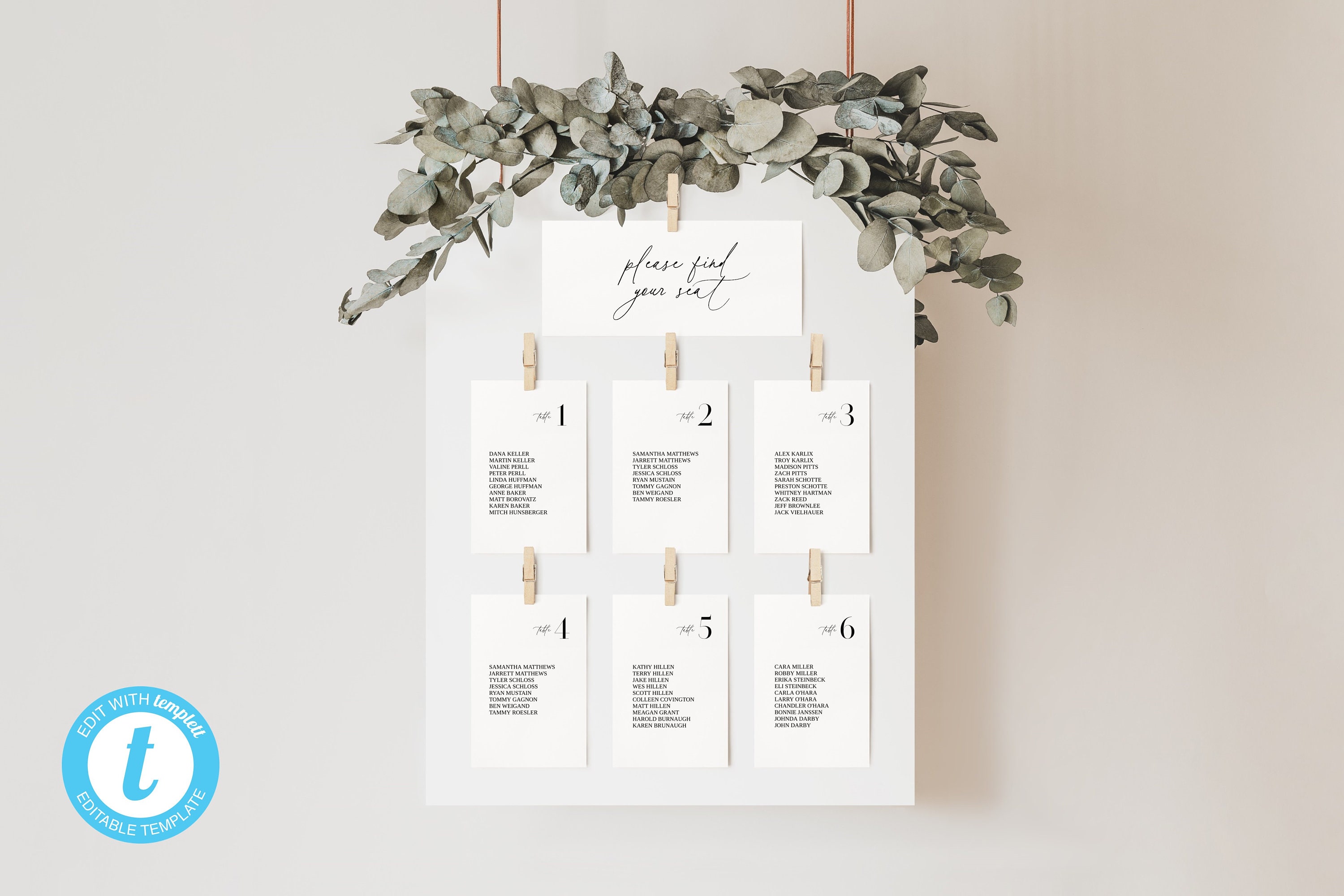 DIY Table Number Assignment Template | Wedding Table Number List ...