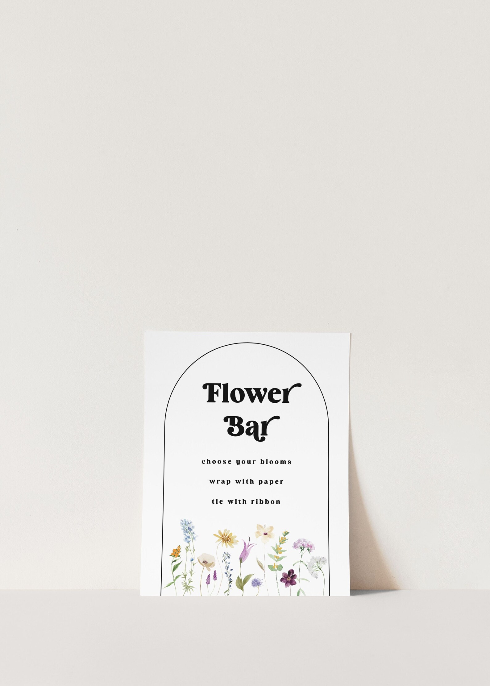 DIY Colored Flower Bar Sign Retro Wildflower Sign Editable Bridal ...