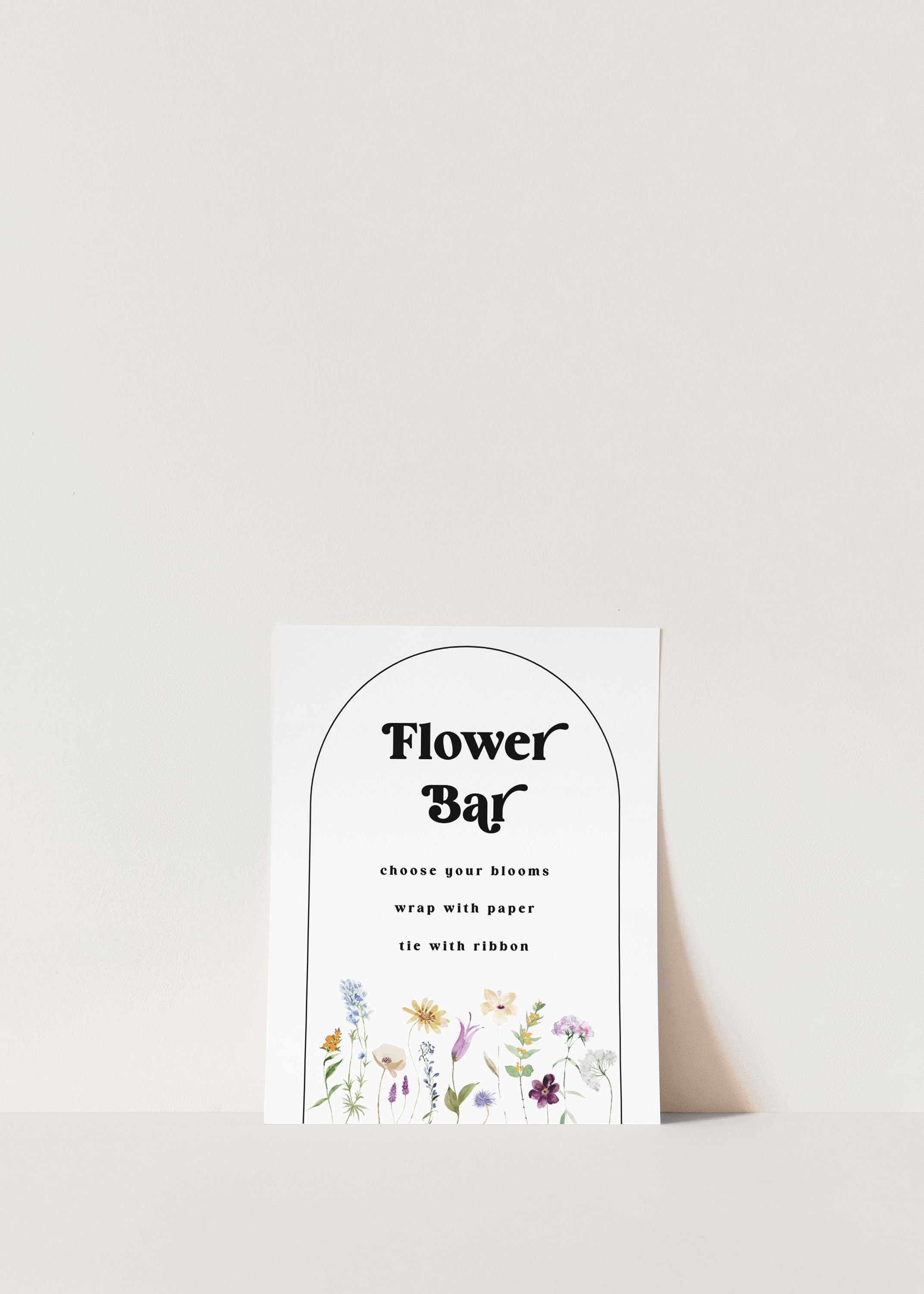 DIY Colored Flower Bar Sign Retro Wildflower Sign Editable Bridal ...