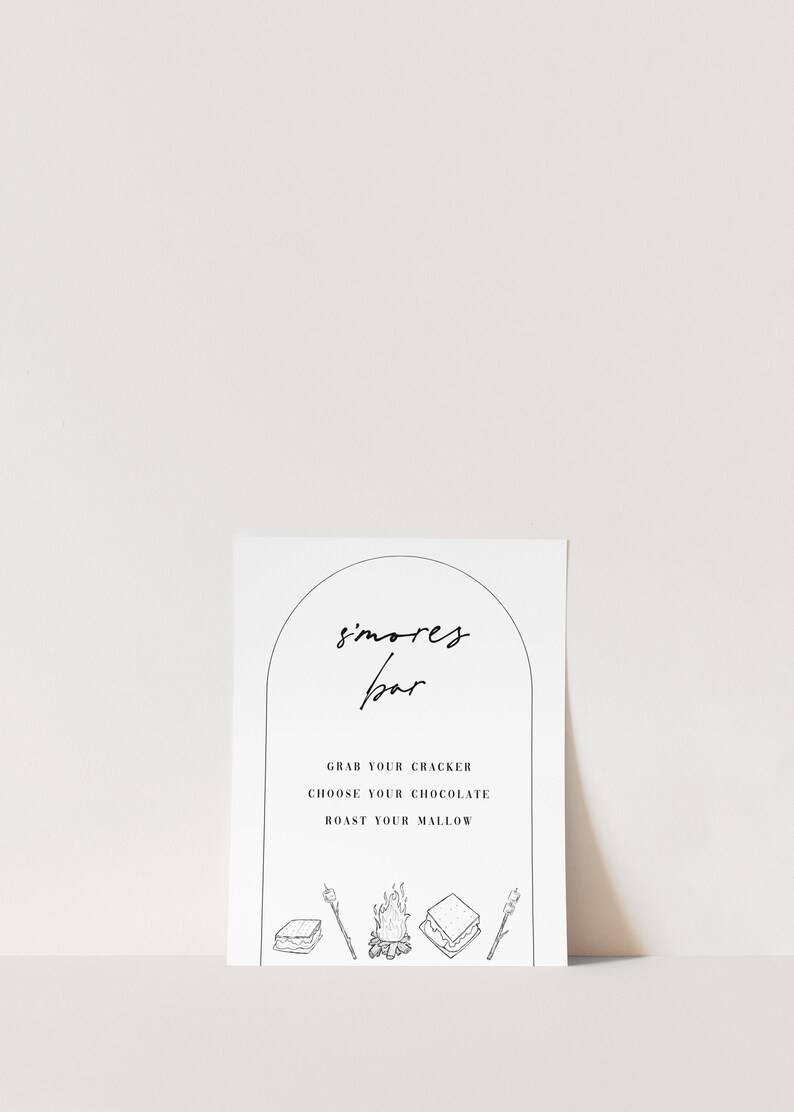 S'mores Bar Sign | Editable DIY S'mores Sign | Cute Wedding Shower Sign ...