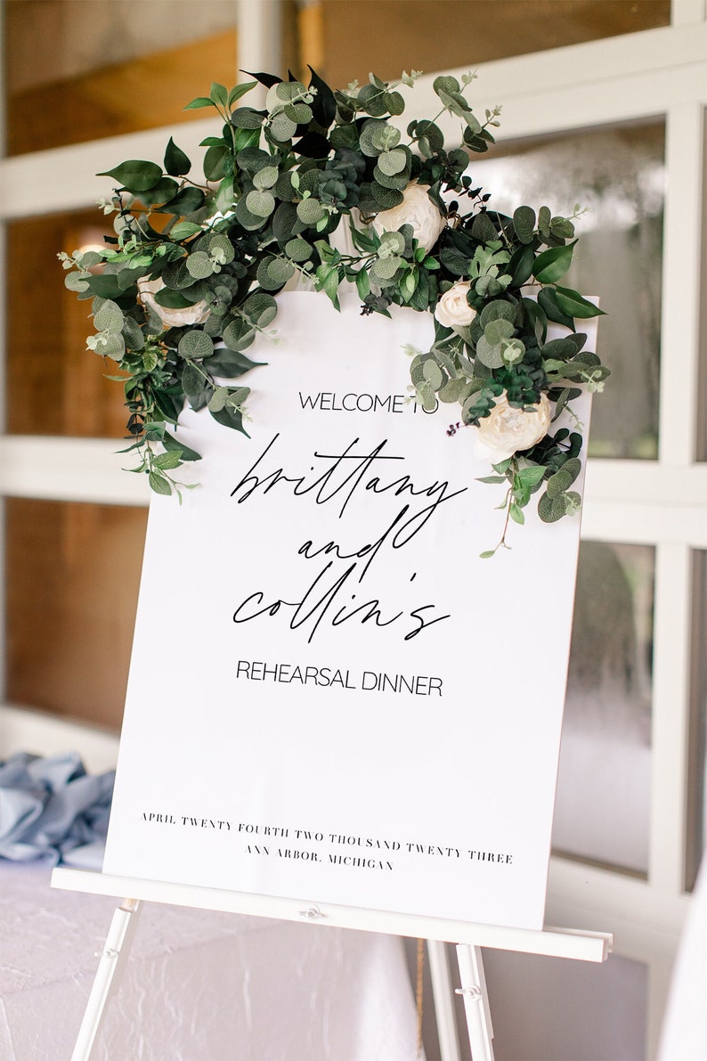 Rehearsal Dinner Welcome Sign DIY Editable Customizable Wedding Sign ...